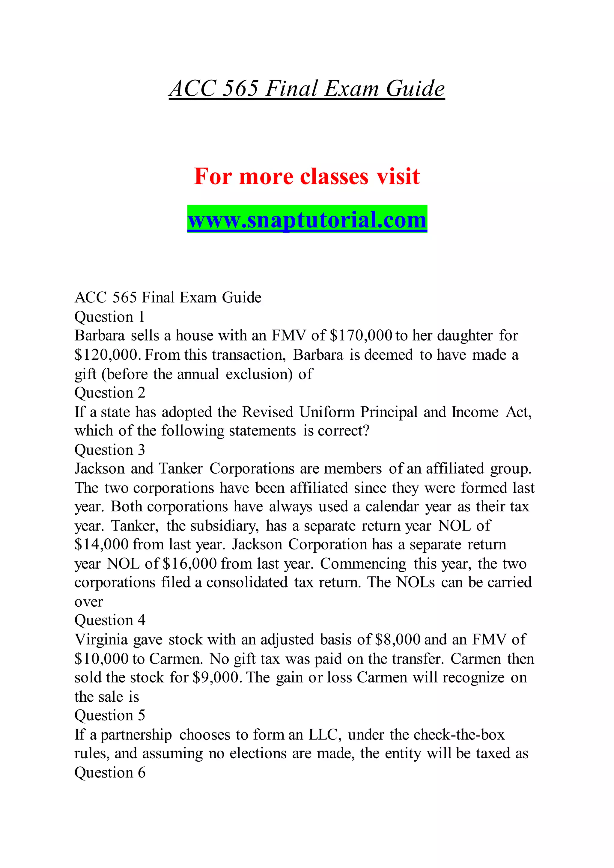 ACC 565 Education Organization / snaptutorial.com