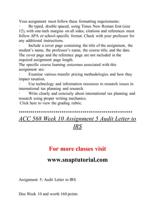 ACC 568 Exceptional Education / snaptutorial.com | PDF