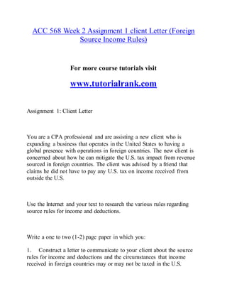 ACC 568 Effective Communication/tutorialrank.com | Business Accounting & Finance | Business