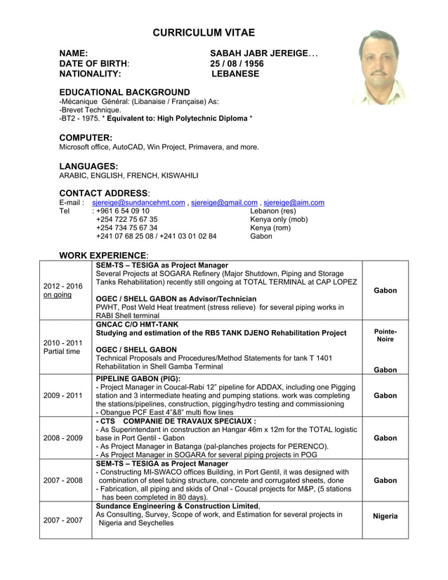 Sabah Jereige CV 2016 | PDF