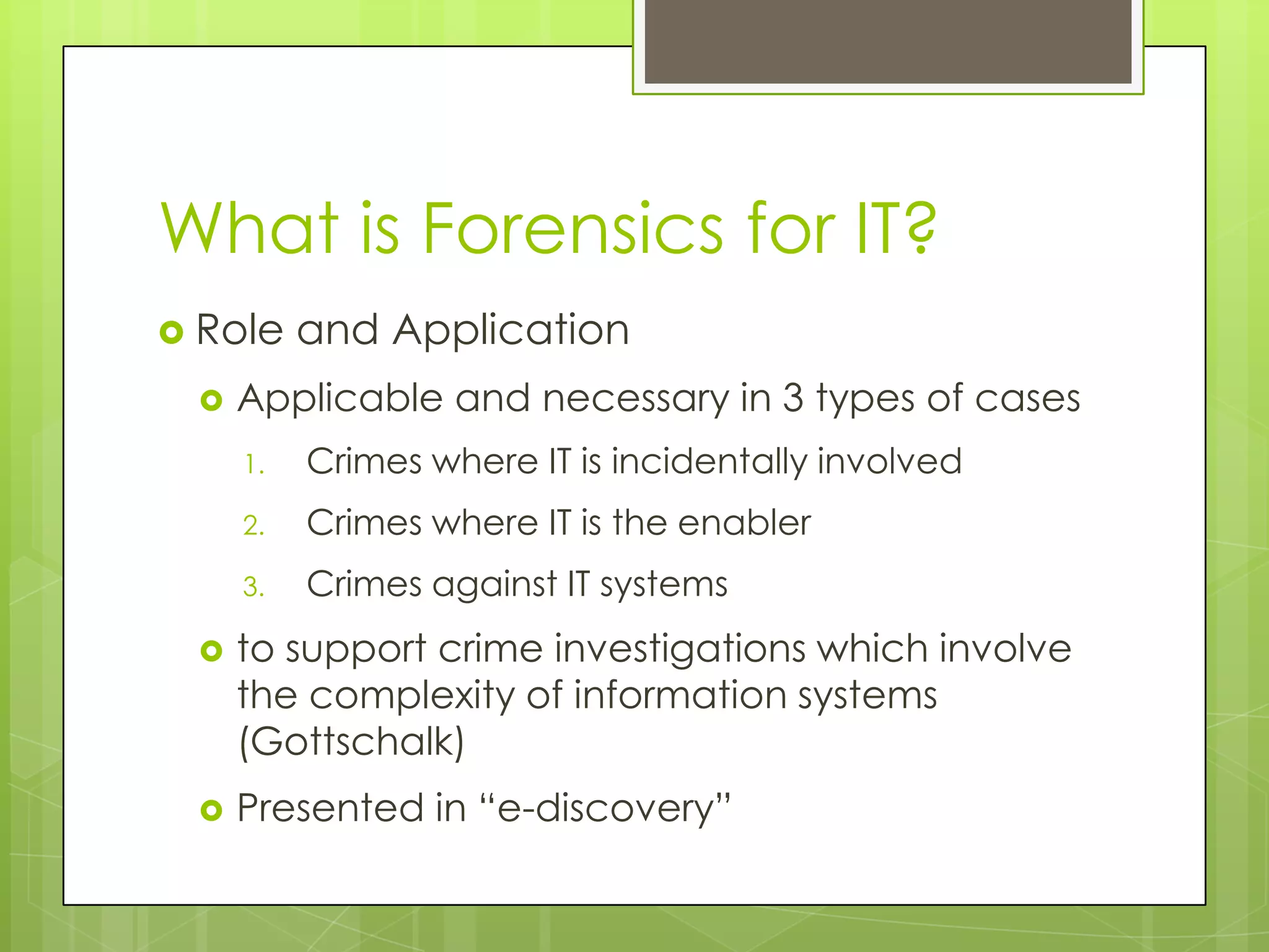 Forensics for IT, final attempt | PPT