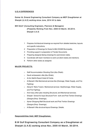 MEP AND STRUCTURAL DRAUGHTSMAN | DOC | Drawing and Sketching | Arts and ...