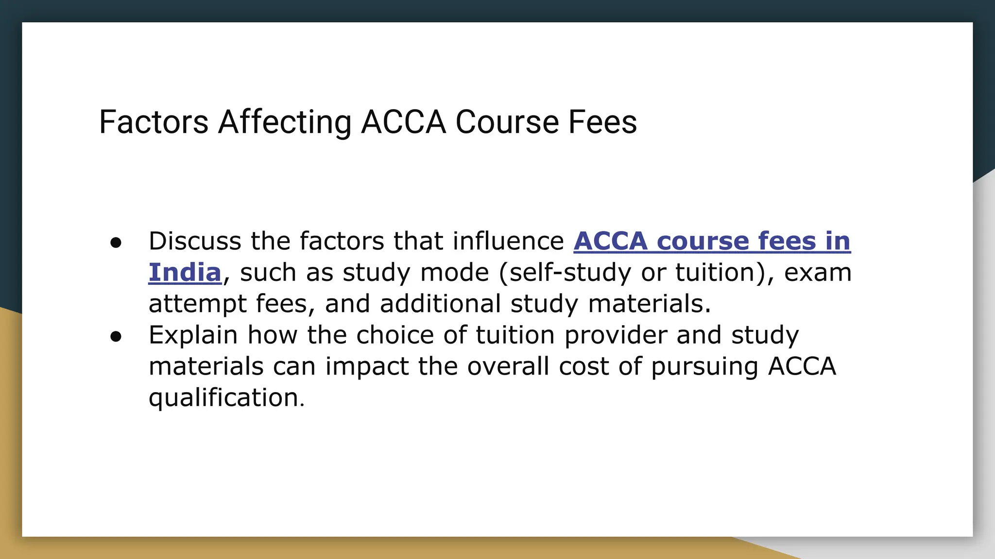Understanding ACCA Course Fees in India. | PDF