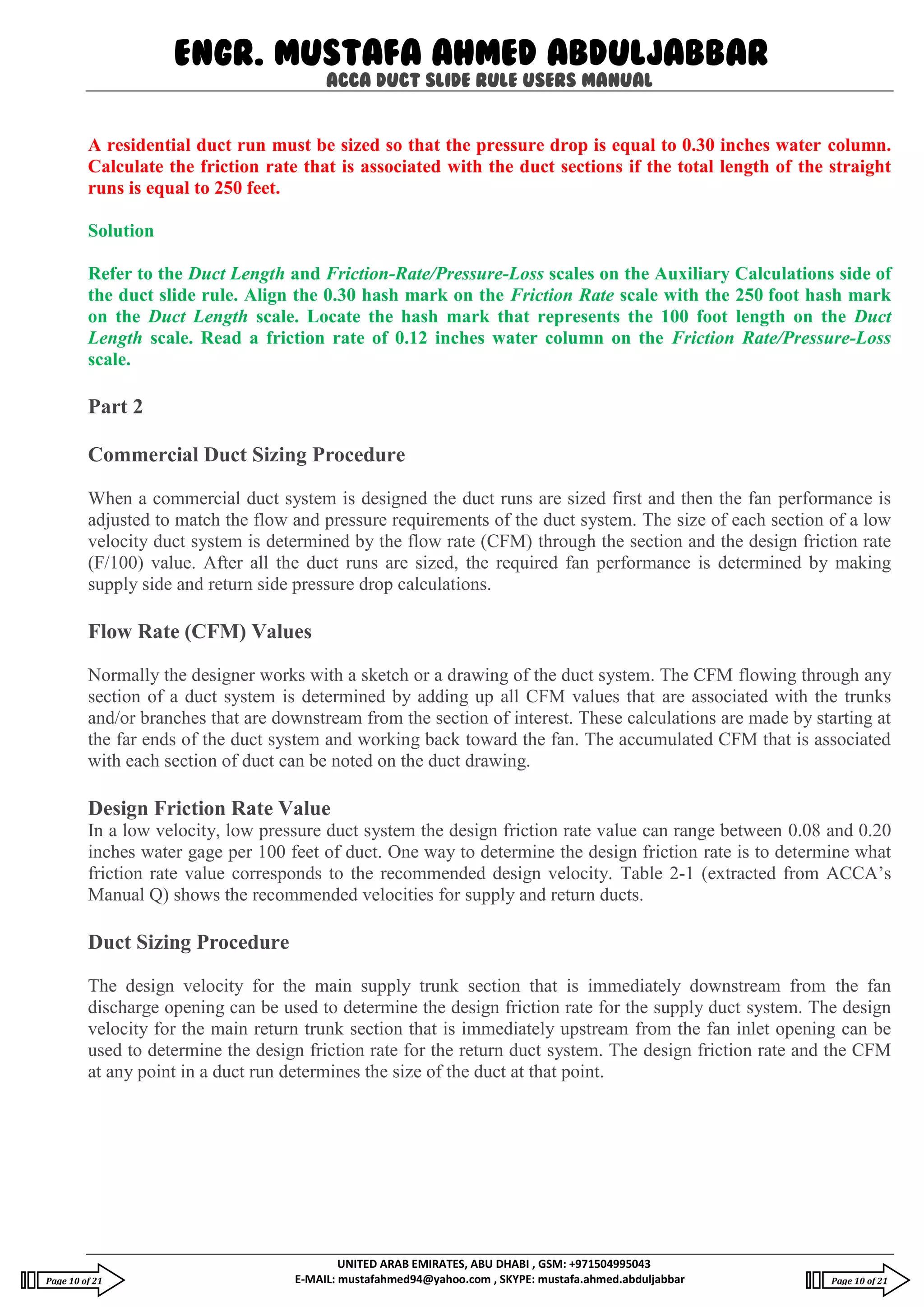 Acca duct slide rule users manual | PDF