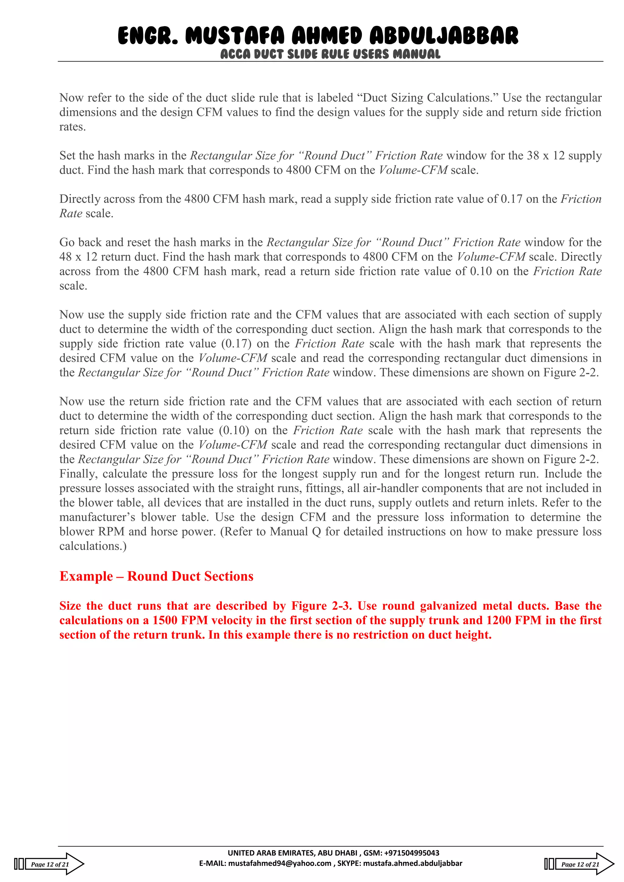Acca duct slide rule users manual | PDF