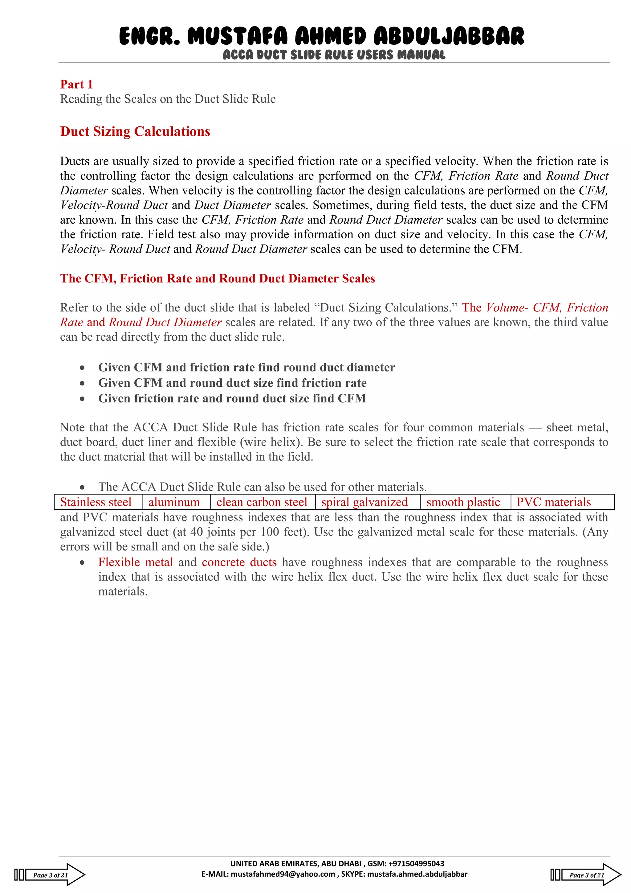 Acca duct slide rule users manual | PDF
