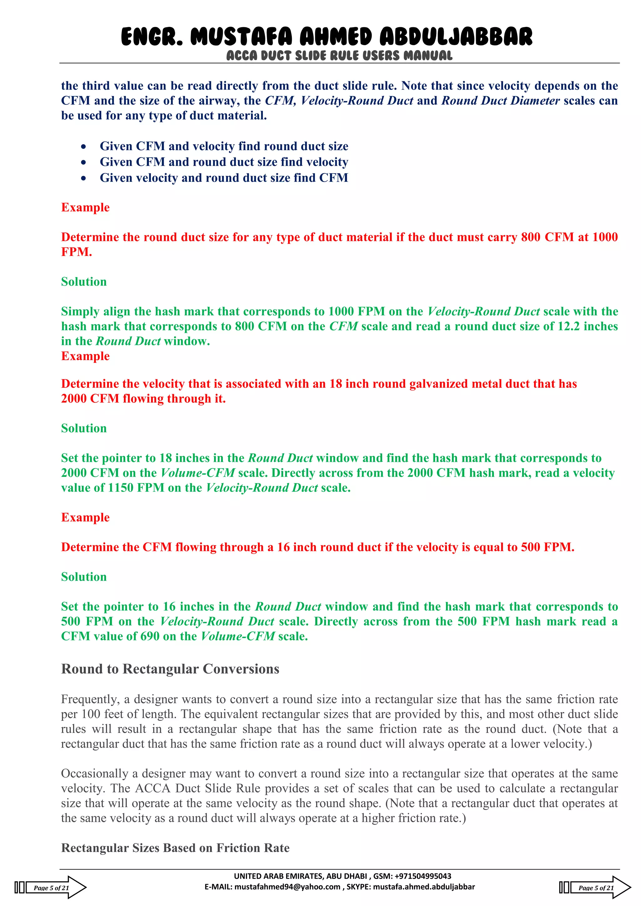Acca duct slide rule users manual | PDF