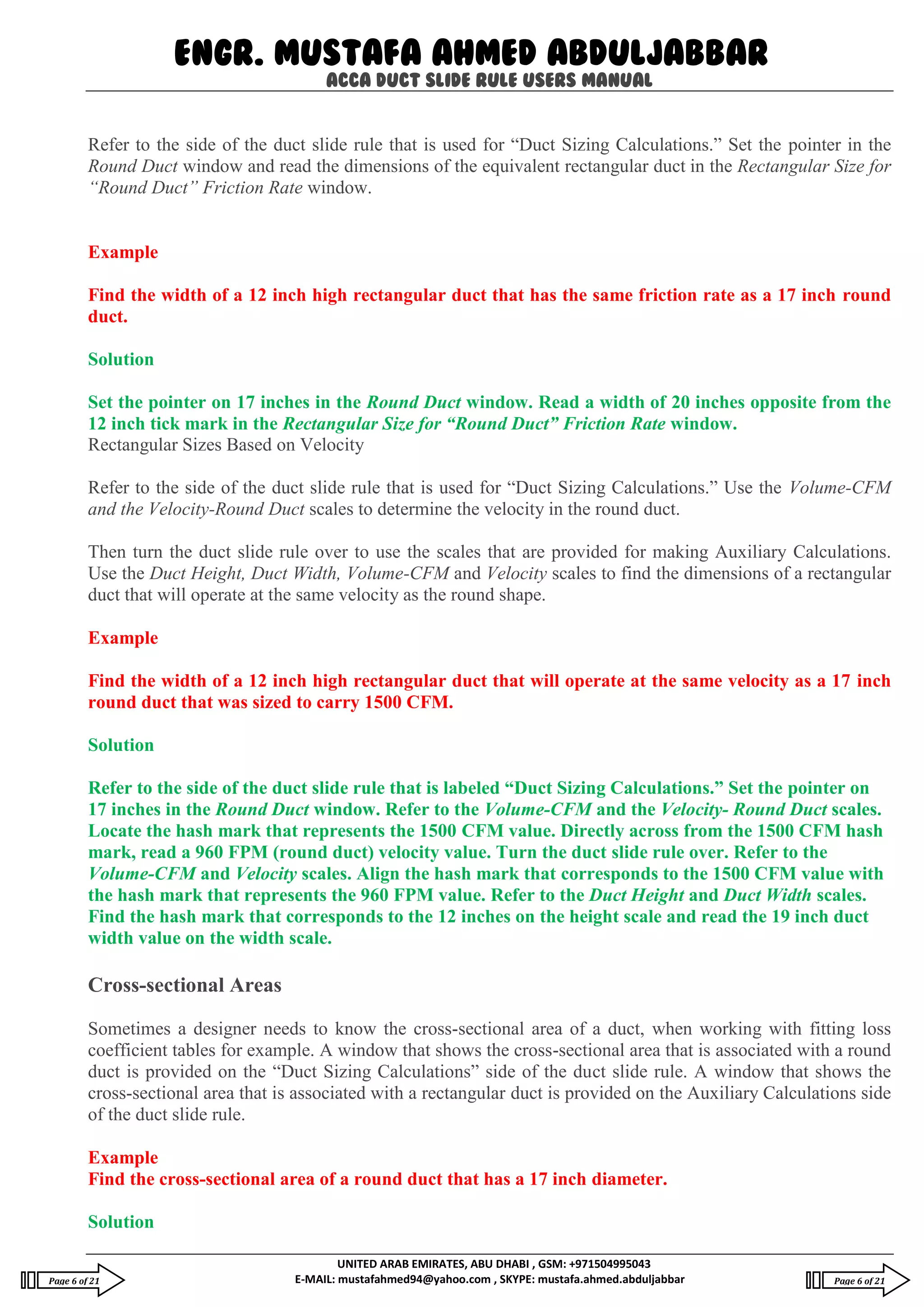 Acca duct slide rule users manual | PDF