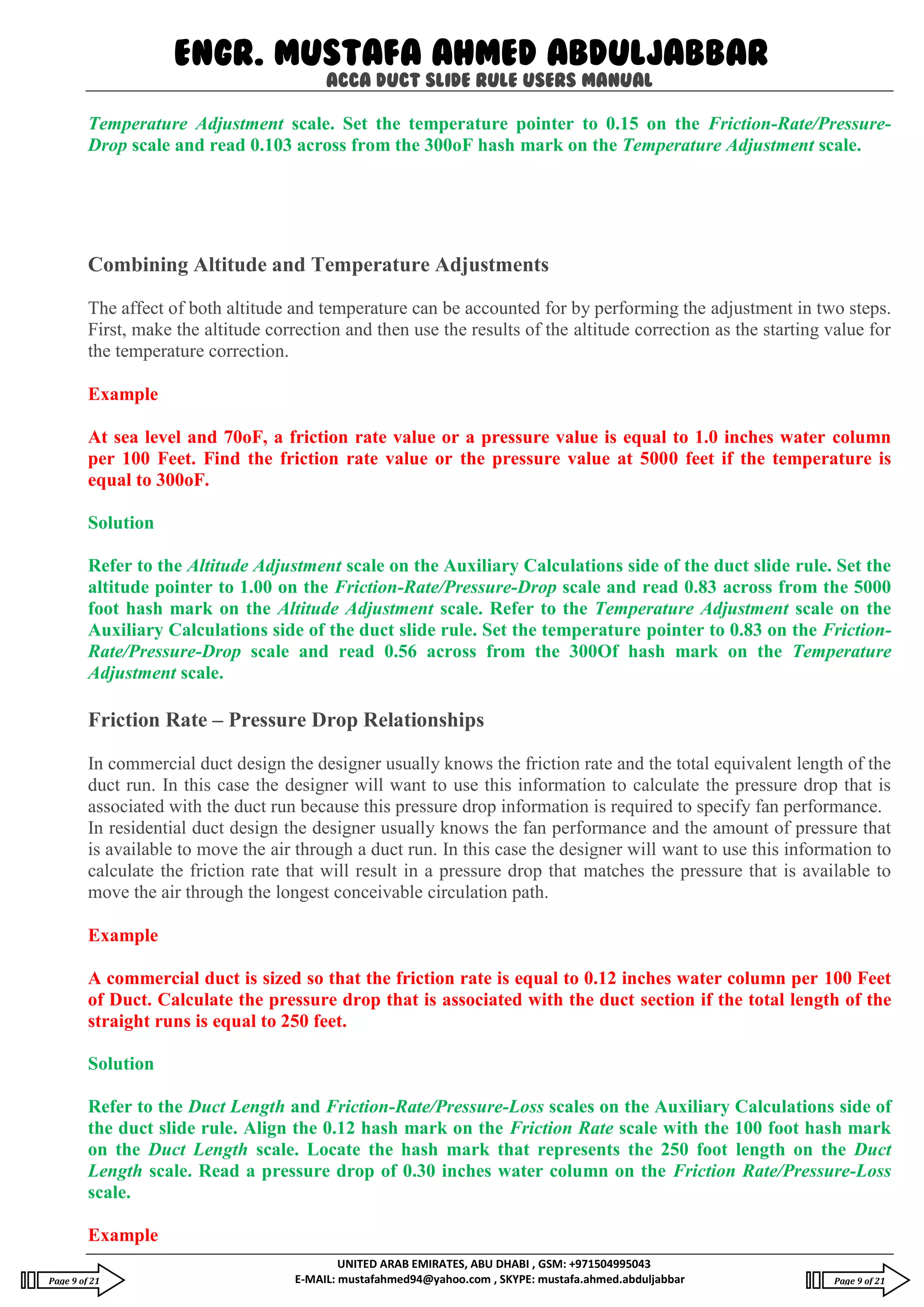 Acca duct slide rule users manual | PDF