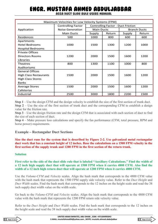 Acca duct slide rule users manual | PDF