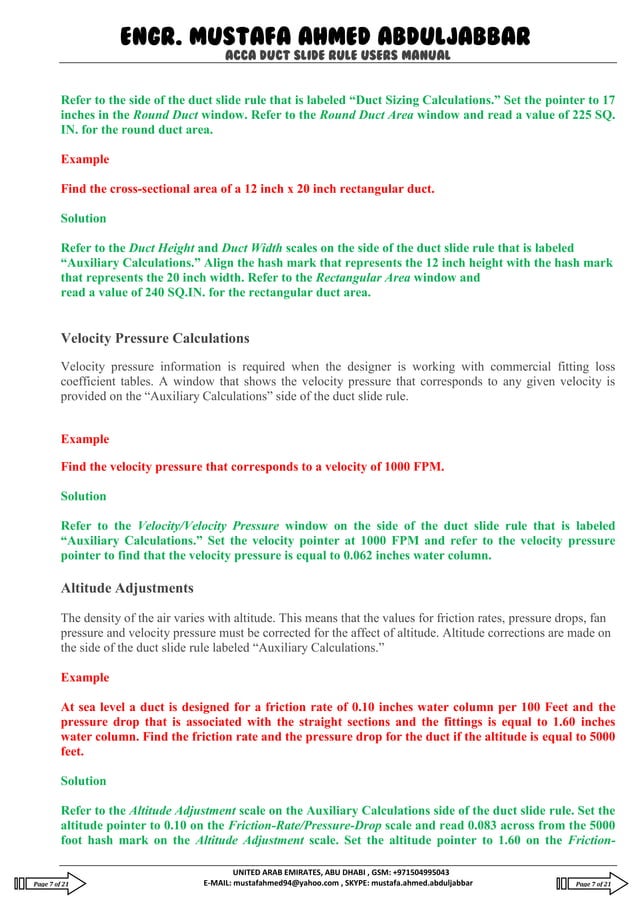 Acca duct slide rule users manual | PDF