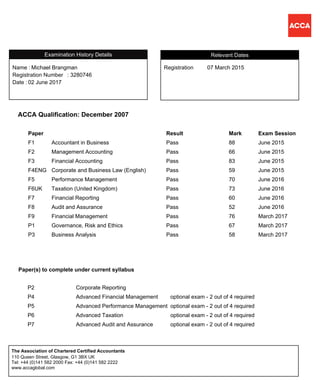 Acca exam transcript | PDF