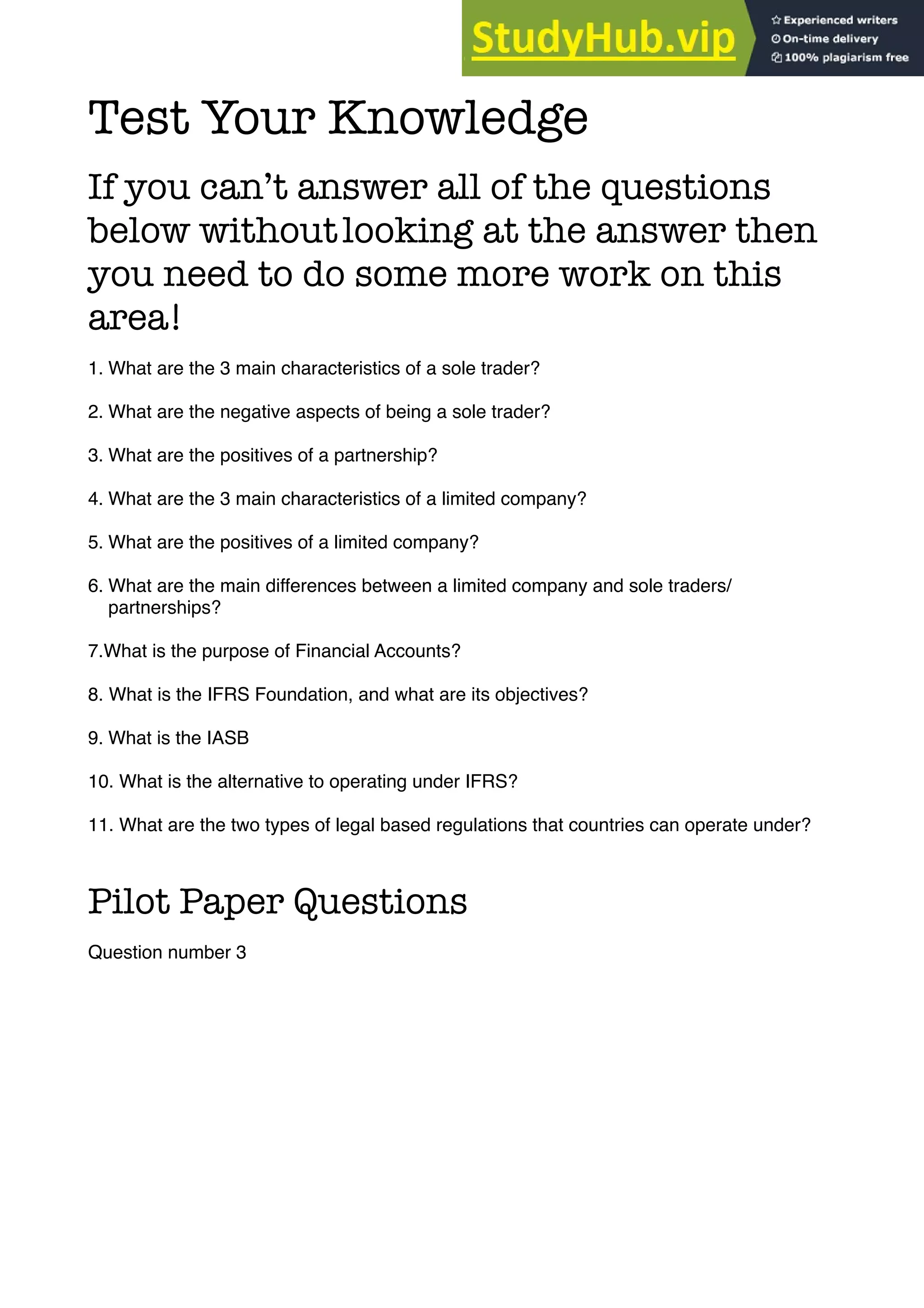 ACCA F3 -Financial Accounting Workbook Questions | PDF