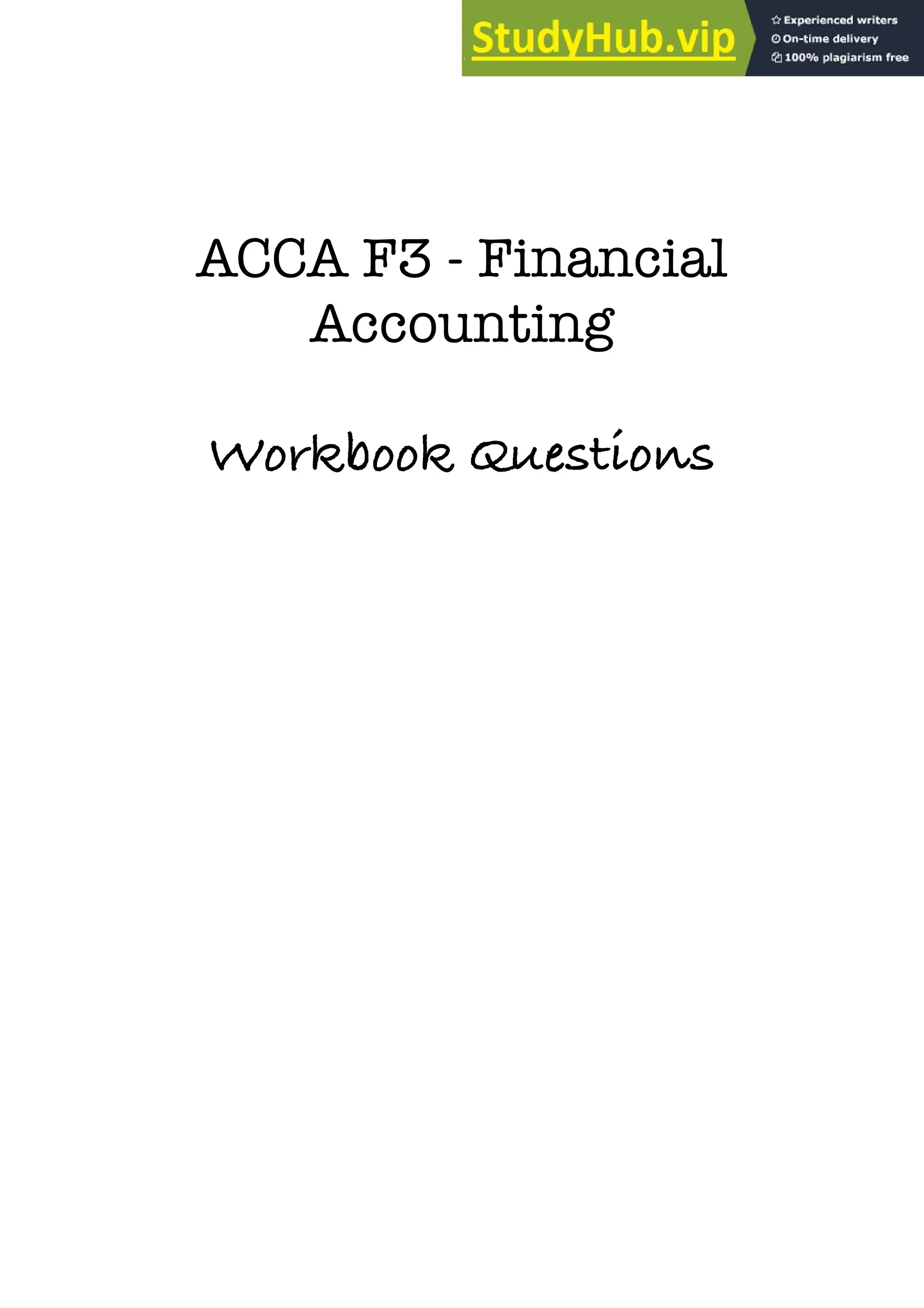 ACCA F3 -Financial Accounting Workbook Questions | PDF