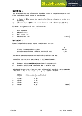 ACCA Financial Accounting Mock Exam 1 Questions (Duration 3 Hours) LSAM ...