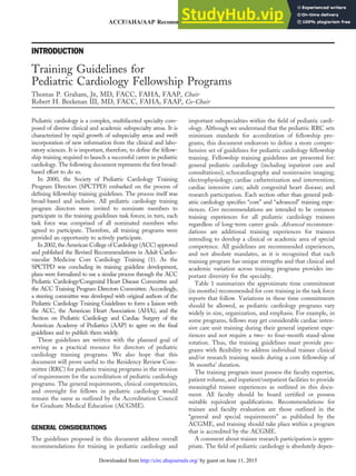ACC AHA AAP RECOMMENDATIONS FOR TRAINING IN PEDIATRIC CARDIOLOGY | PDF