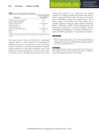 ACC AHA AAP RECOMMENDATIONS FOR TRAINING IN PEDIATRIC CARDIOLOGY | PDF