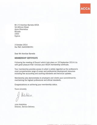 Acca membership certificate | PDF