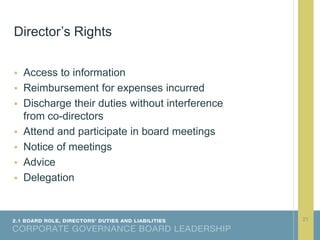 Acca msa board role, directors duties and liabilities | PDF