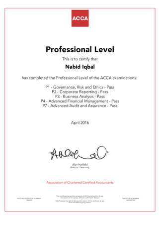 Acca professional certificate | PDF