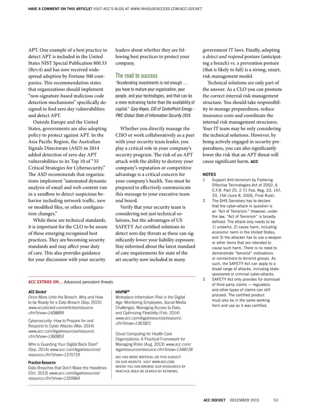 Understanding Advanced Cybersecurity Threats For The In House Counsel Pdf