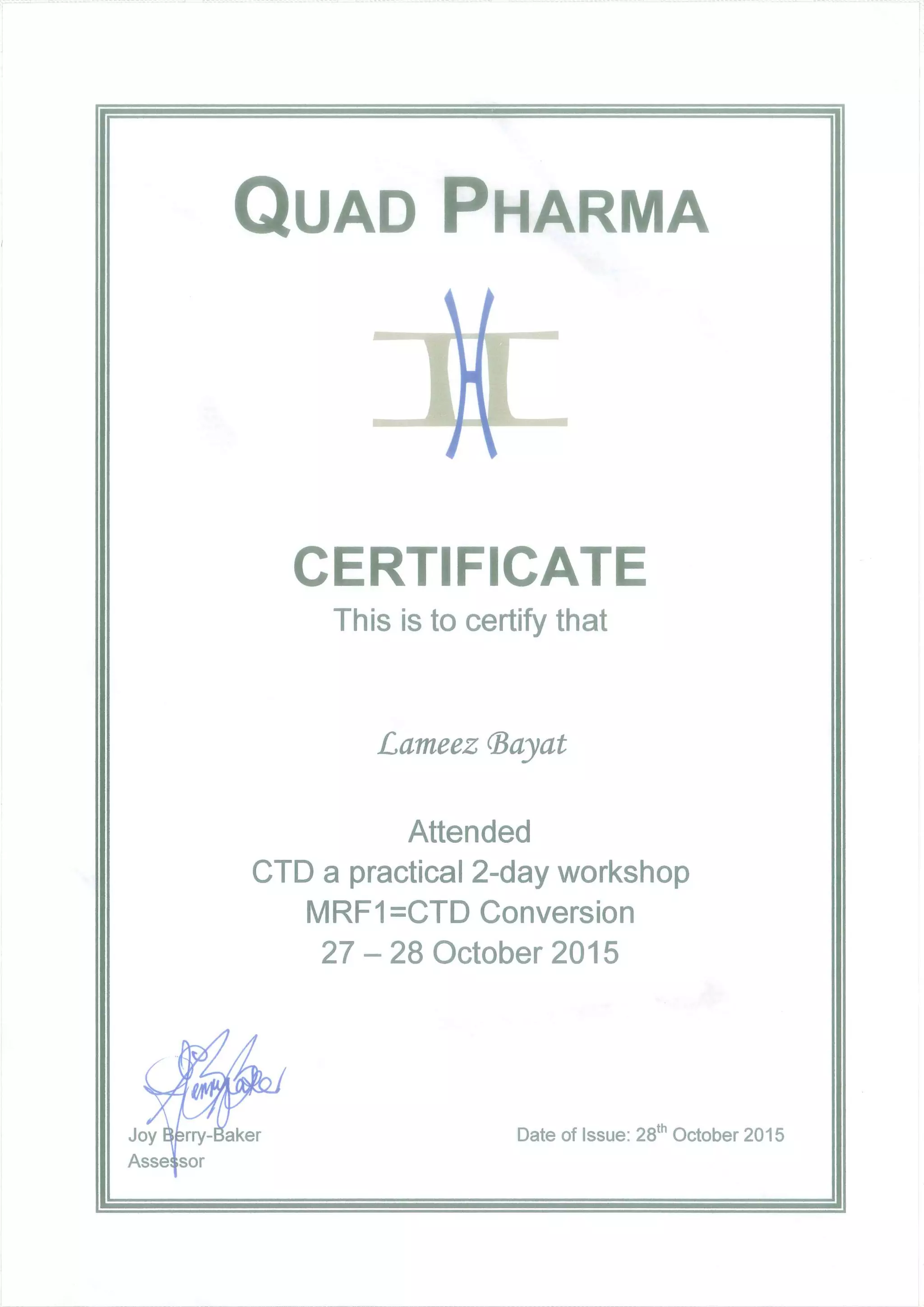 Quad Pharma certificate | PDF