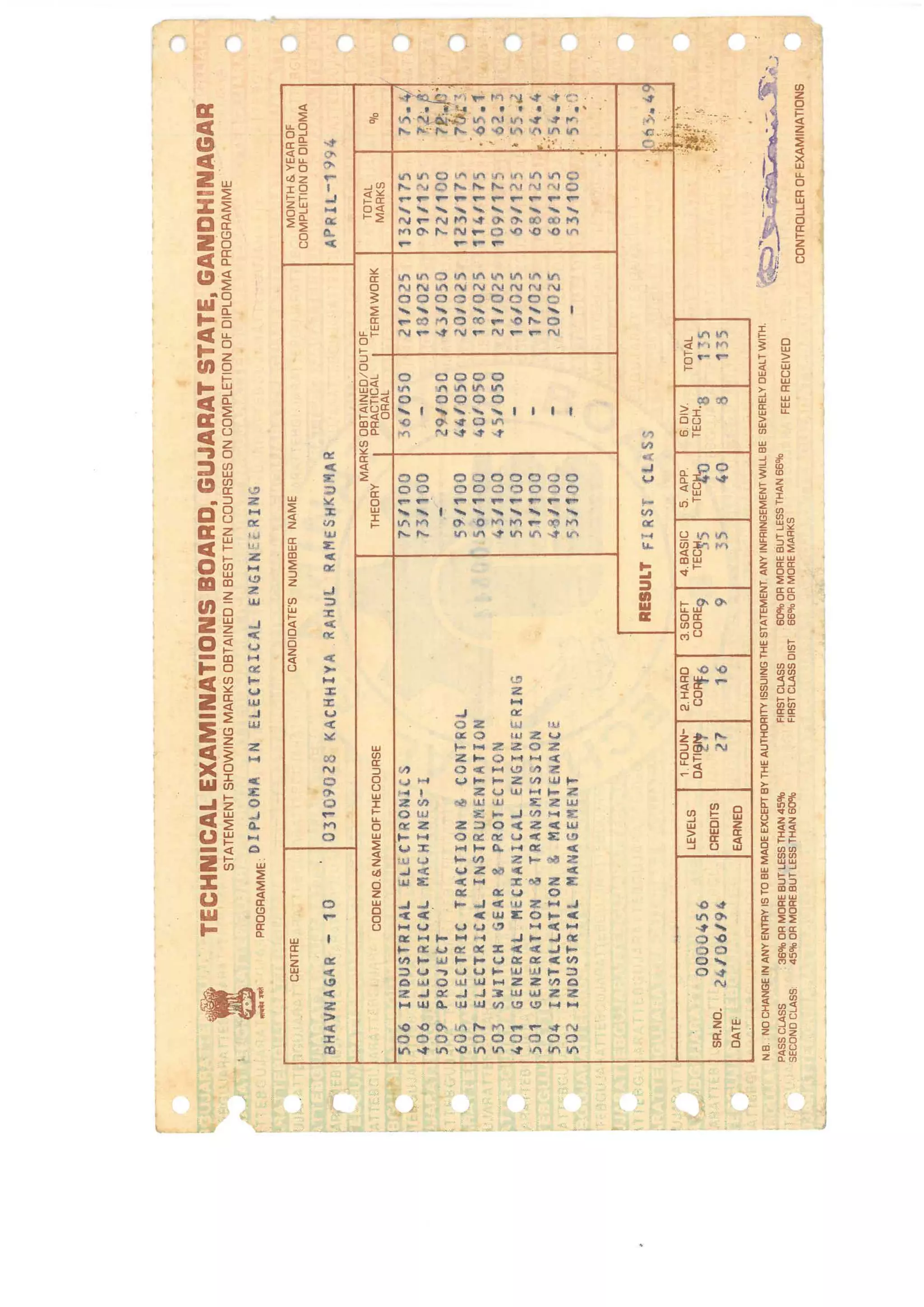 8.DIPLOMA MARKSHEET | PDF