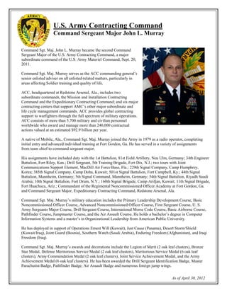 Biography: CSM David Puig, ACC Command Sergeant Major | PDF