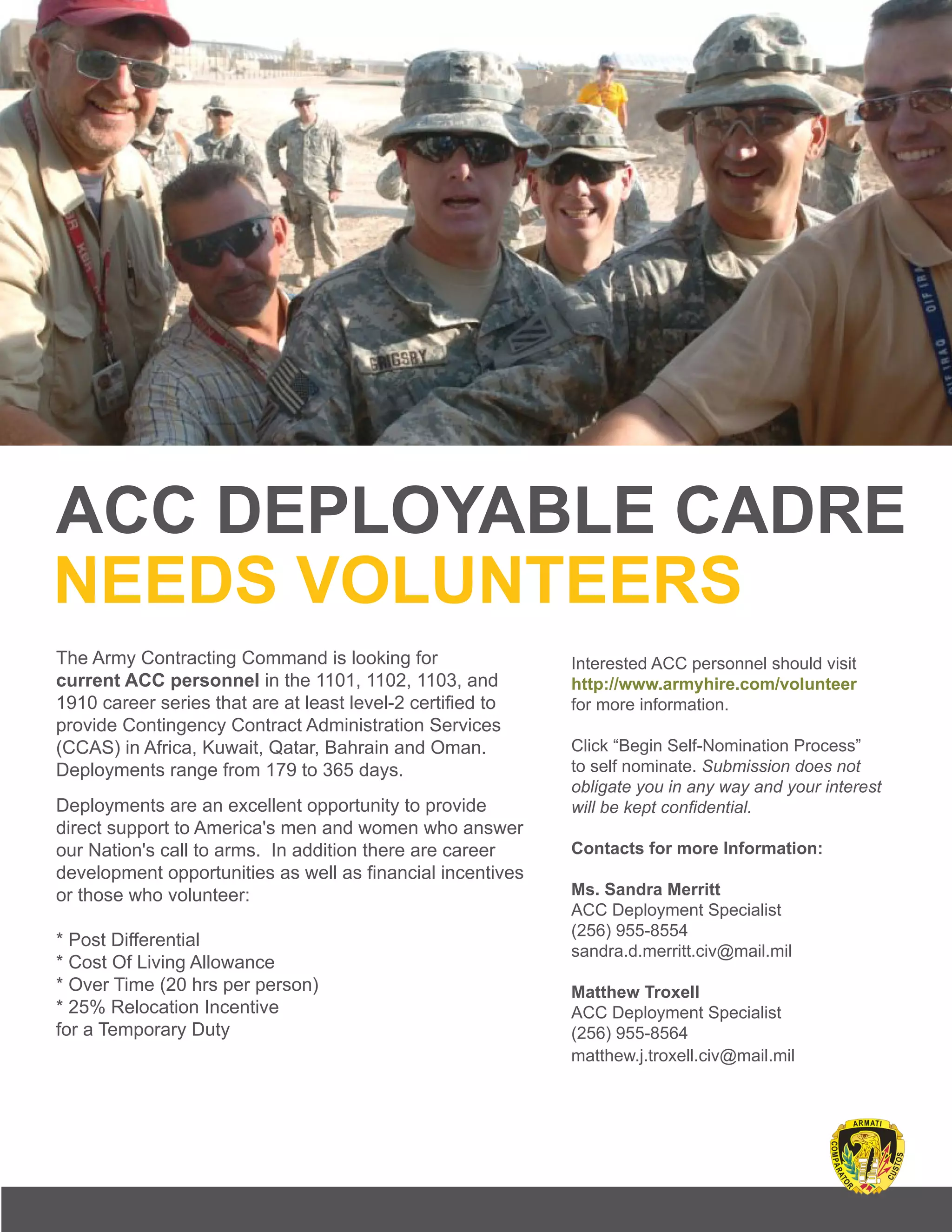 Army Contracting Deployable Cadre Flyer | PDF