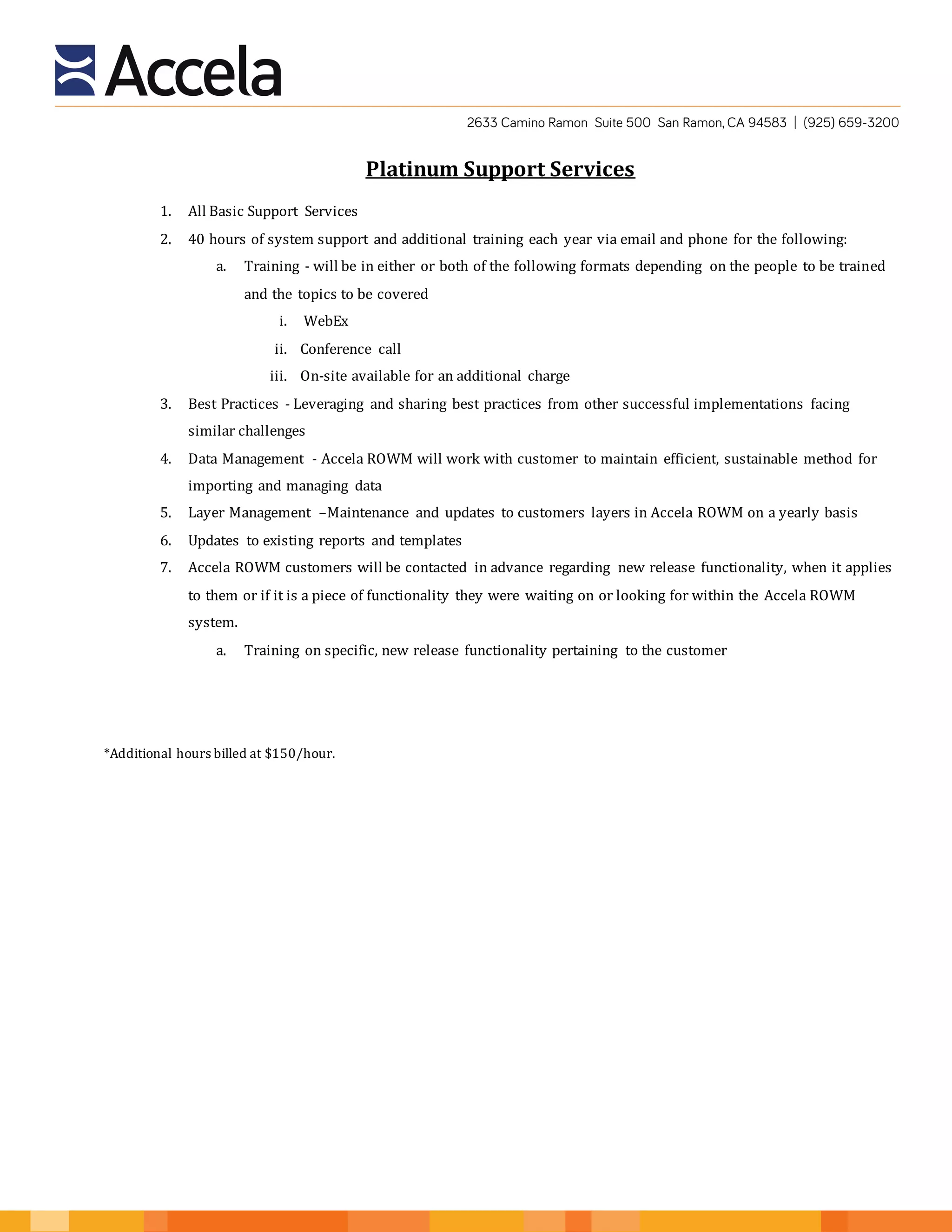 Accela ROWM Platinum Support | DOCX | IT and Internet Support | Internet