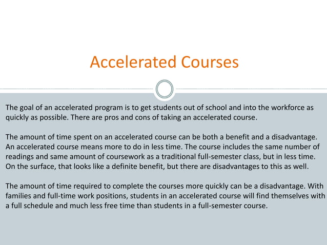 Accelerated course presentation and activity | PPT