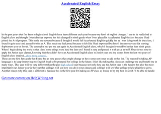 Accelerated English Essay | PDF | College Planning | College Education