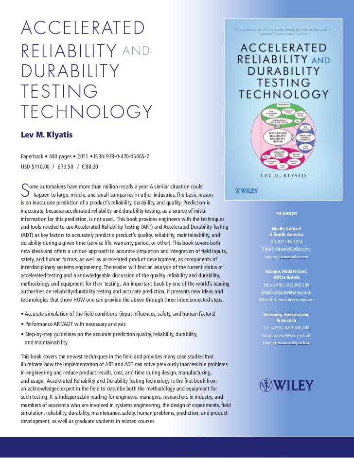 Accelerated Reliability And Durability Testing Technology Flyer