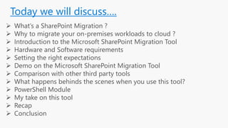 Accelerate your journey to the cloud using the Microsoft SharePoint Migration tool. | PPTX