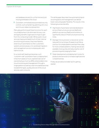 Accelerating Time-to-Value Through Hybrid Cloud Automation | PDF