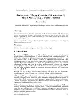 Accelerating the ant colony optimization by | PDF | Genetics | Science