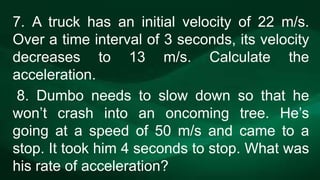 ACCELERATION distance displacement speed a | PPTX