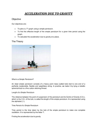 Acceleration Due To Gravity