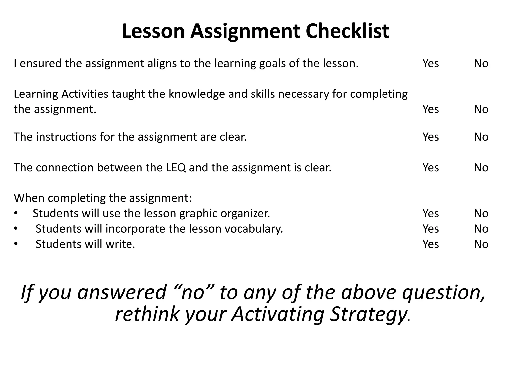 Acceleration Lesson Plan Checklist | PPT