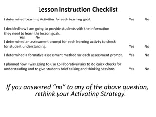 Acceleration Lesson Plan Checklist | PPTX