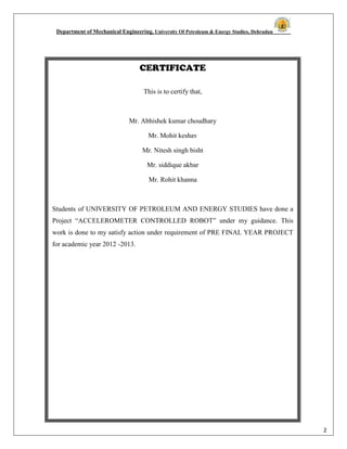 Accelerometer controlled robot | PDF