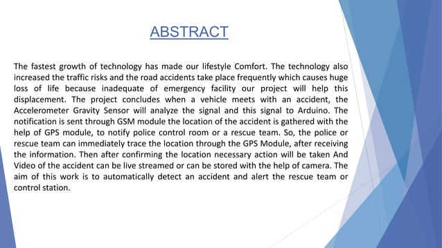 Accelerometer Or Gravity Sensor Based Accident Sms Notification Using Gsm Module Pptx