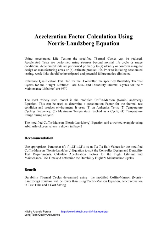 Acceleration Factor using norris landzberg equation | PDF | Physics ...