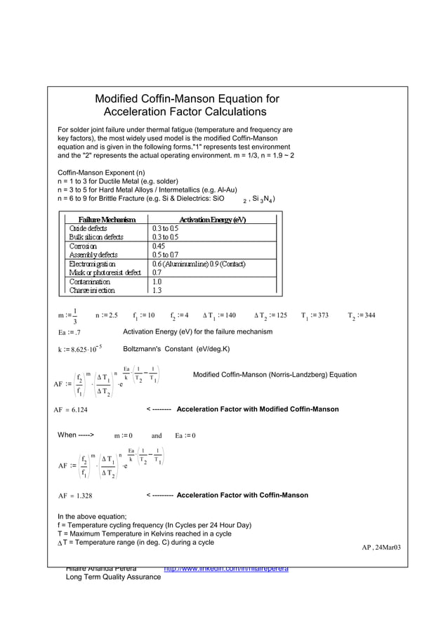 Acceleration Factor using norris landzberg equation | PDF | Physics ...