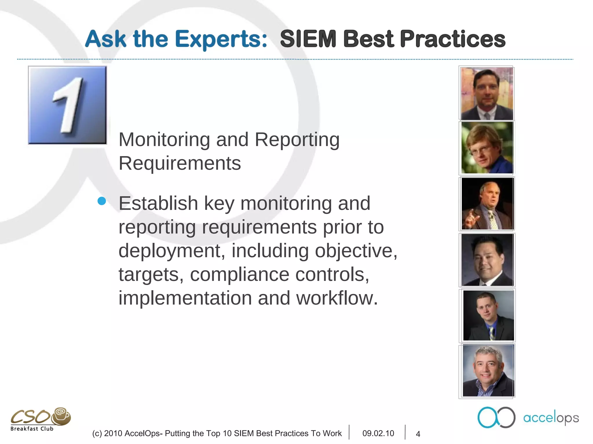 Top 10 SIEM Best Practices, SANS Ask the Expert | PPT