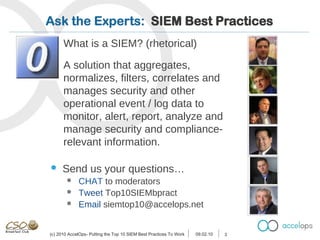 Top 10 SIEM Best Practices, SANS Ask the Expert | PPT | Computing | Technology & Computing