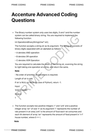 accenture Advanced coding questiosn for online assessment preparation | PDF