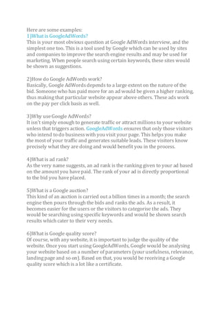 Accenture adwords interview questions | PDF | Search | Internet