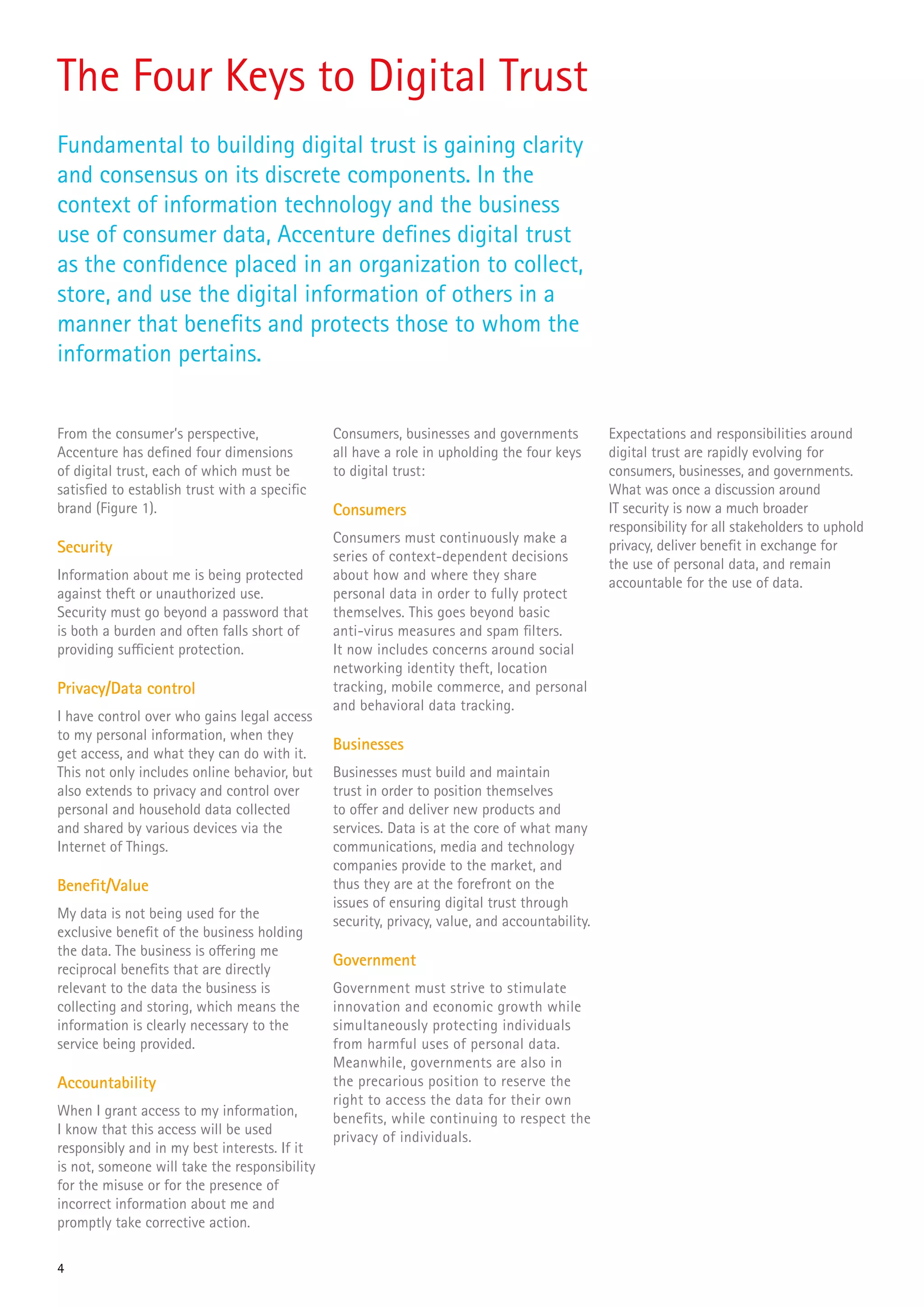 Accenture four keys digital trust | PDF
