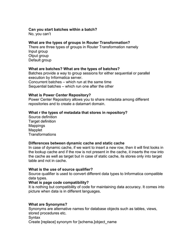 Accenture informatica interview question answers | PDF | Databases | Computer Software and ...